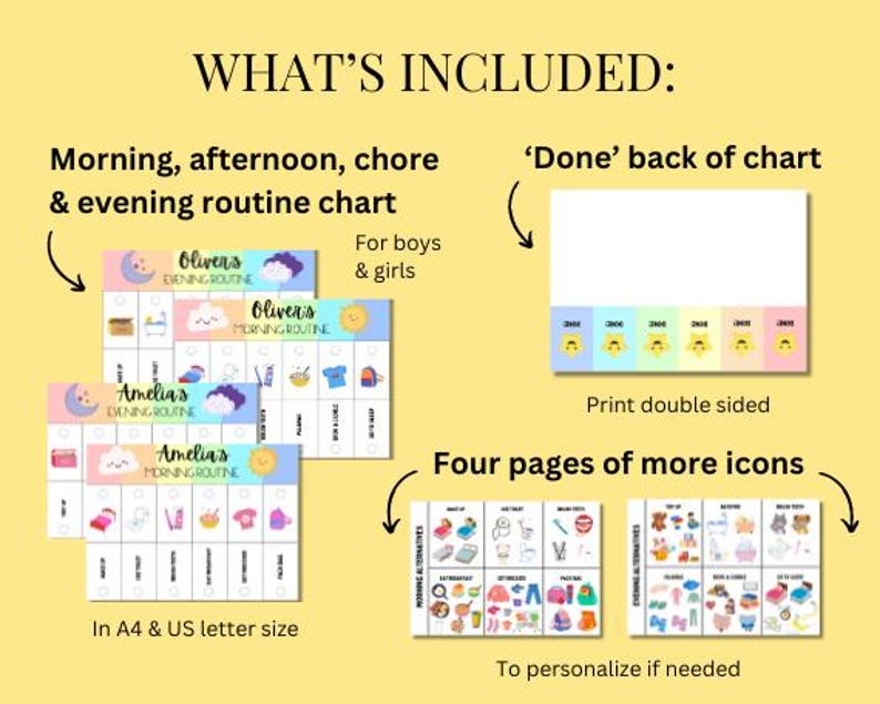 Flip Routine Chart Template Visual Schedule for Kids Editable Routine ...