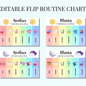 Flip Routine Chart Template Visual Schedule for Kids Editable Routine ...