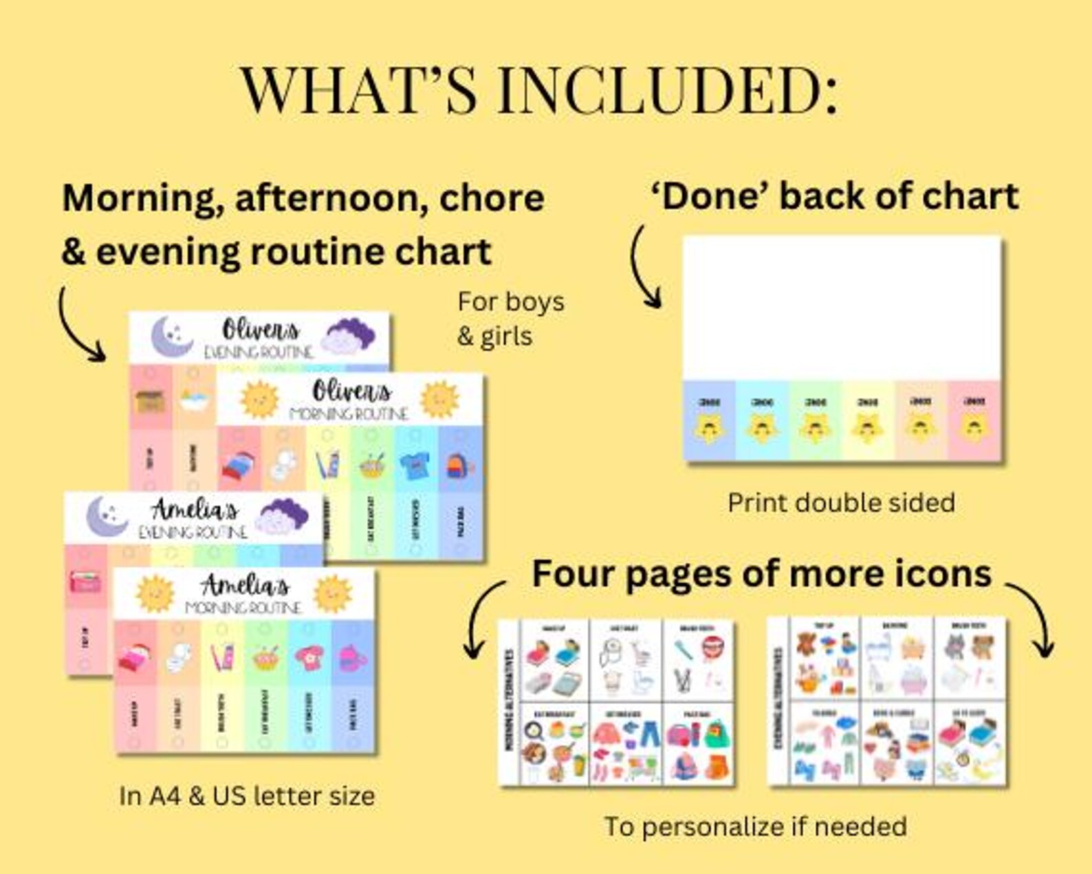 Flip Routine Chart Template Visual Schedule for Kids Editable Routine ...