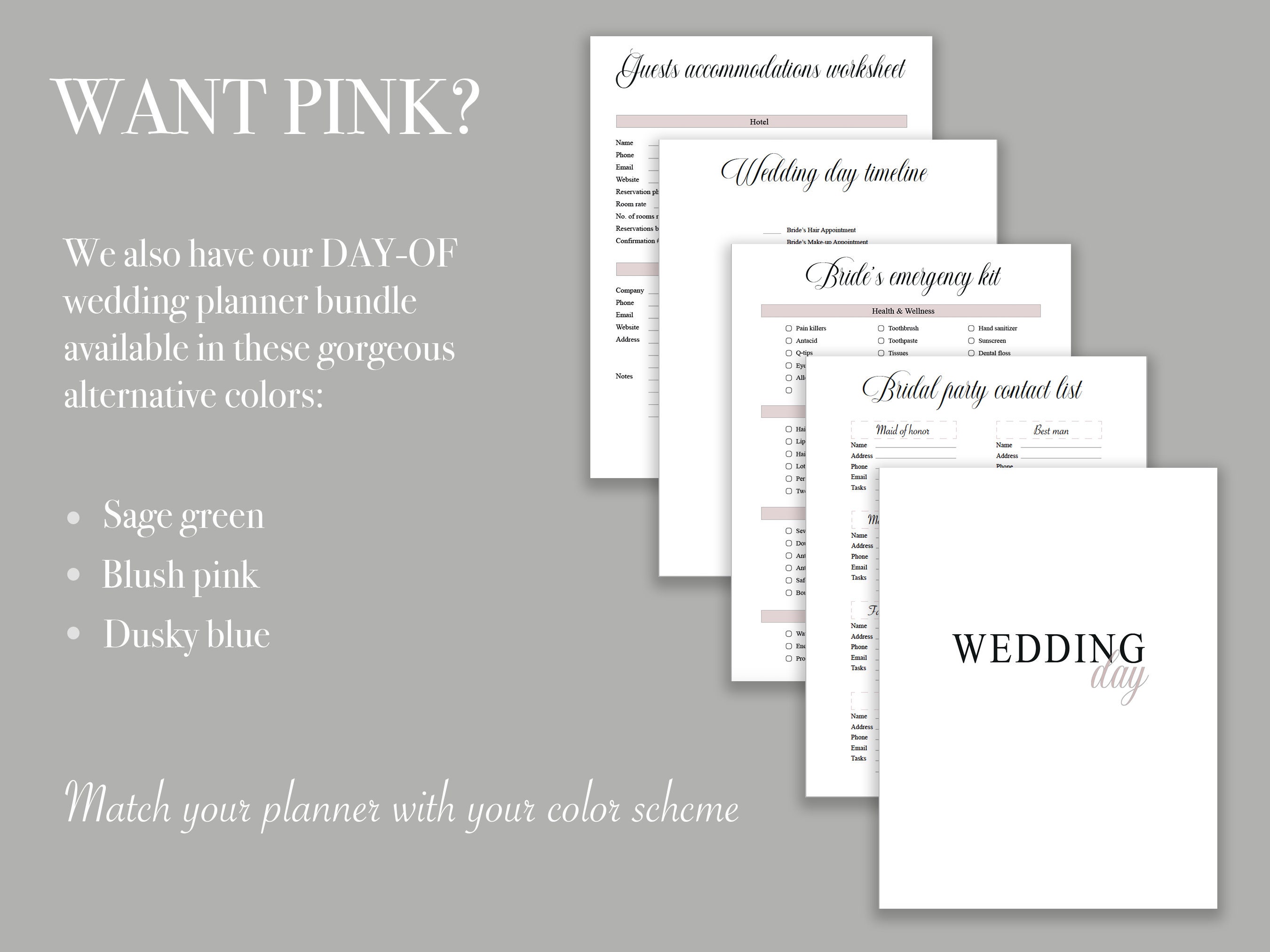 SAGE Day-of Wedding Planner Printable Planner Digital Wedding - Etsy