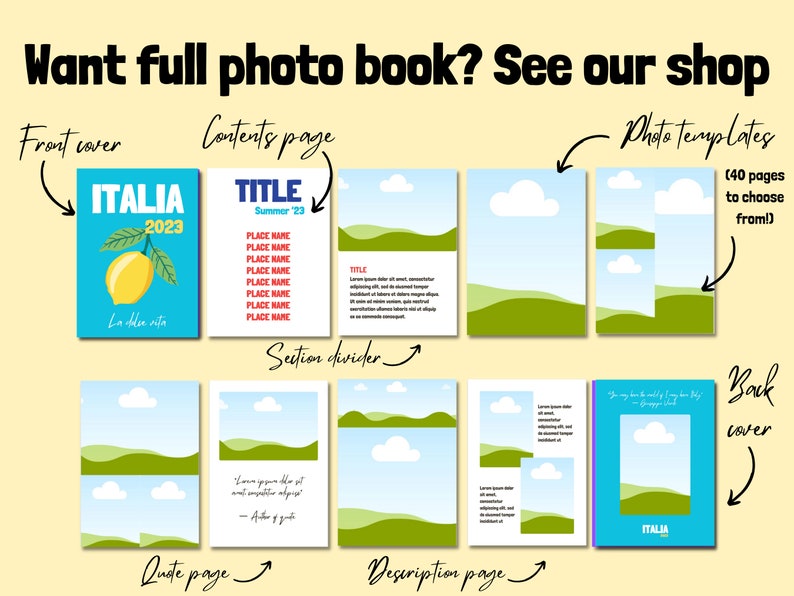 ITALY Aesthetic Travel Coffee Table Photo Book Template Personalized ...