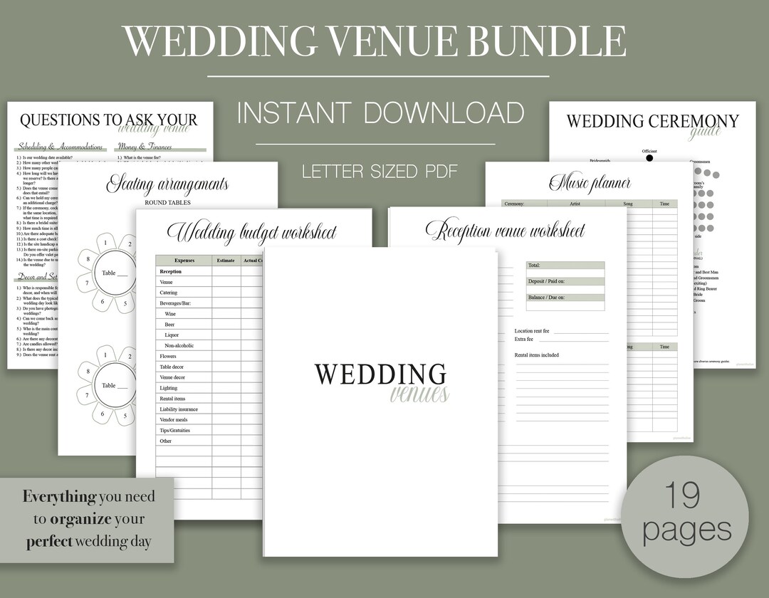 SAGE Wedding Venues Planner, Printable Planner for Brides, Digital ...