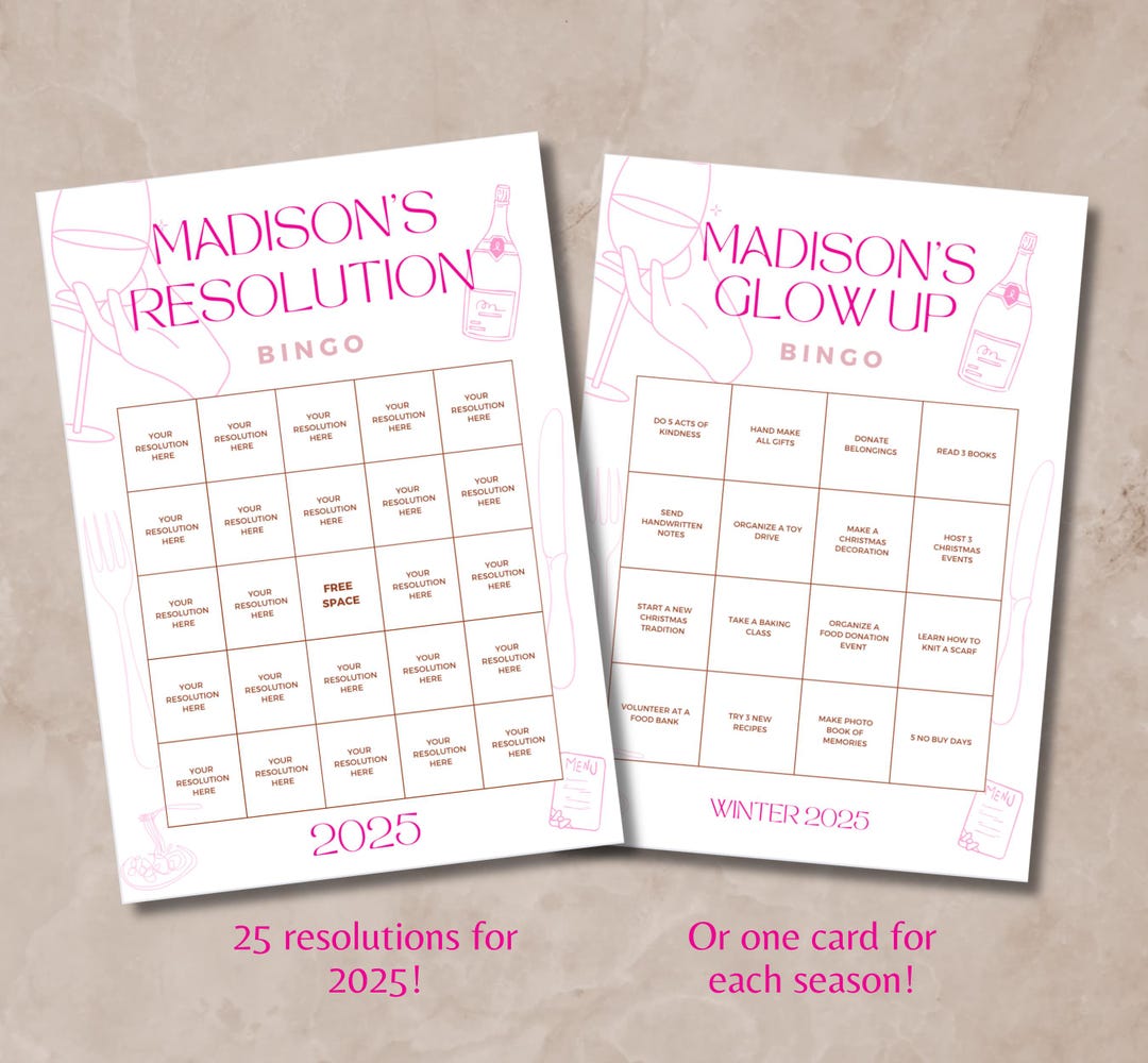 2025 Resolution Bingo Card: New Year Party Game (editable Canva ...