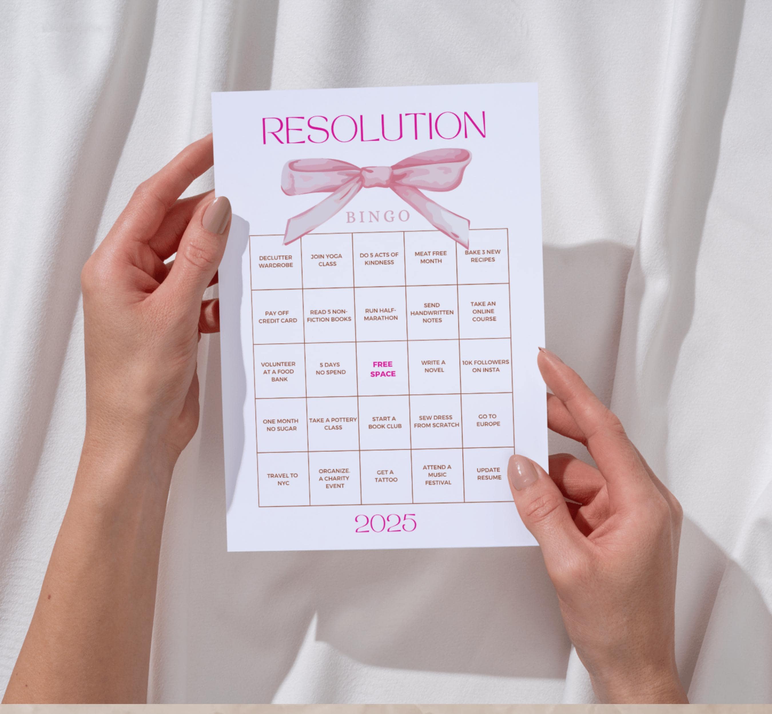 2025 Resolution Bingo Card: New Year Party Game (digital Download) - Etsy