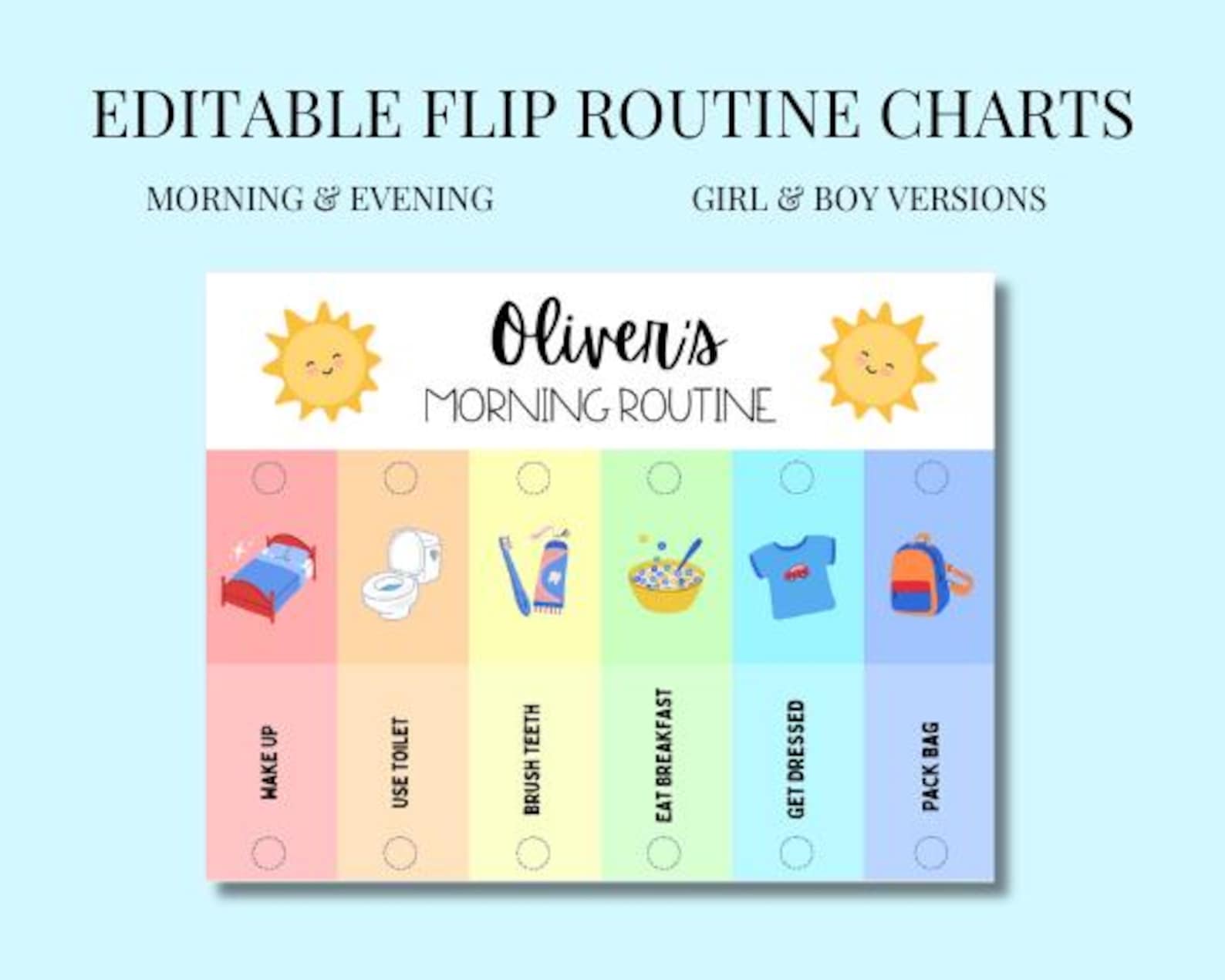 Flip Routine Chart Template Visual Schedule for Kids Editable Routine ...