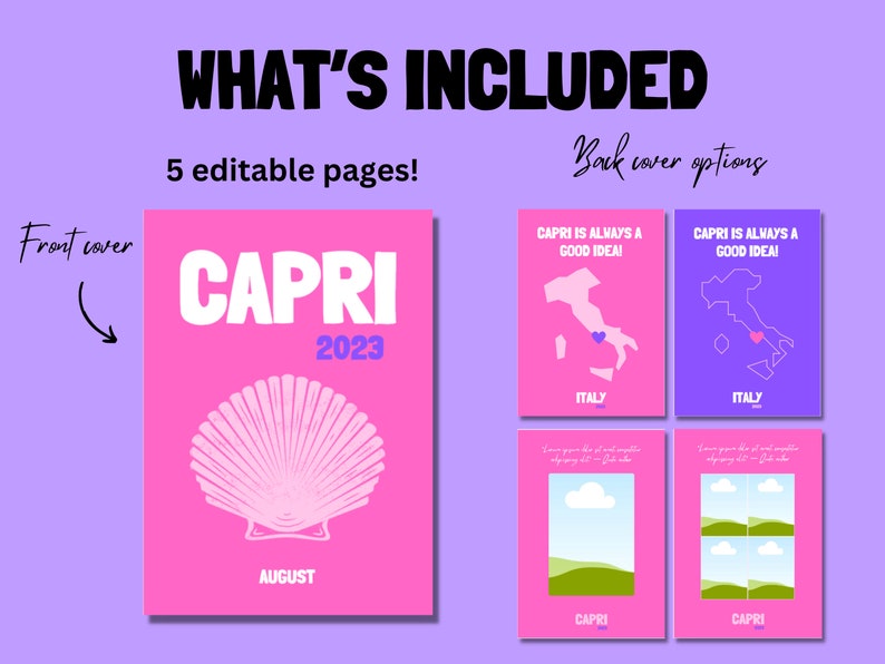 CAPRI Aesthetic Travel Coffee Table Photo Book Template Personalized ...