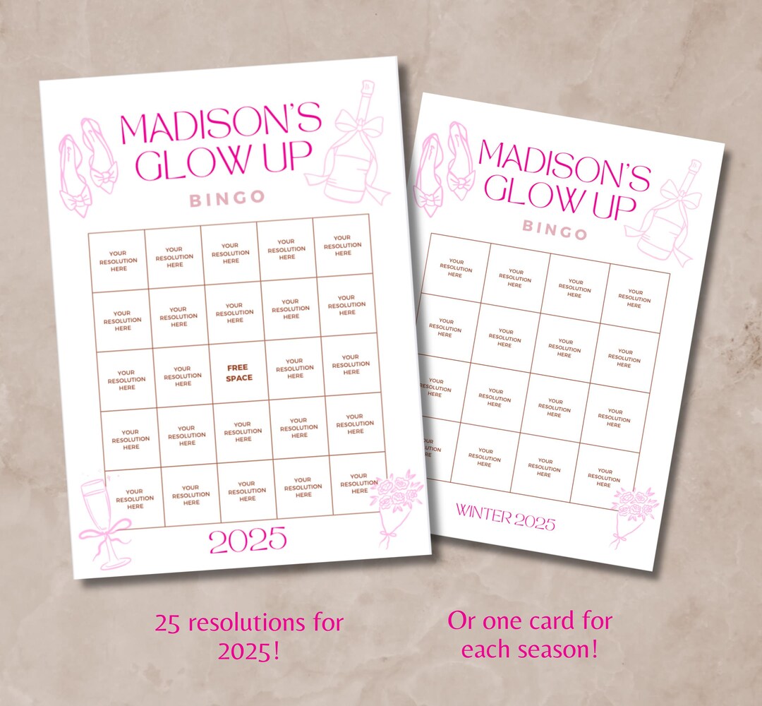 Editable 2025 Resolution Bingo Card: New Year Party Game (digital ...