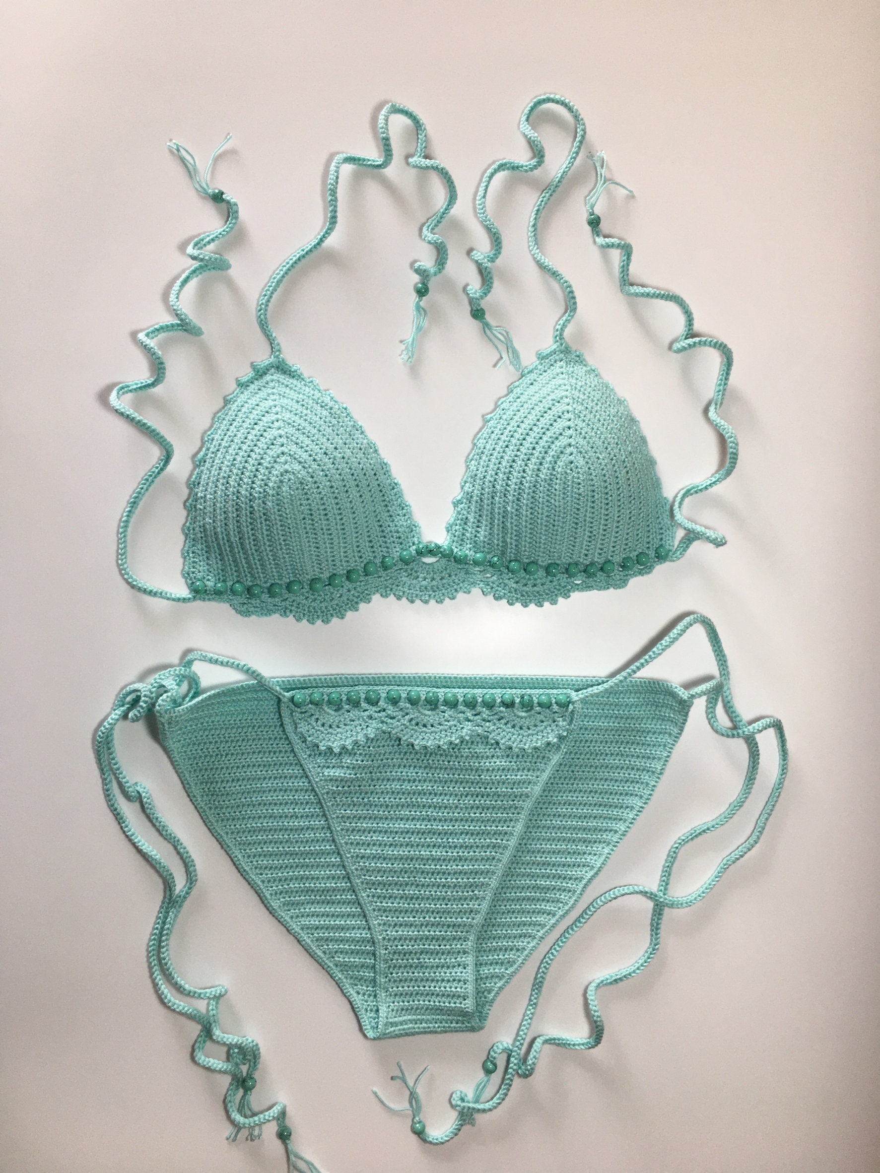 Crochet Bikini Set Crochet Swimwear Lemon Bikini Crochet Swimsuit Boho Bikini Bathing Suit