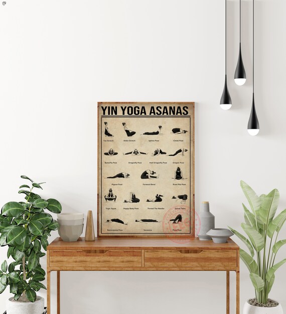 Yin Yoga Asanas Poster Yoga Wall Art Yoga Print Yoga Art | Etsy