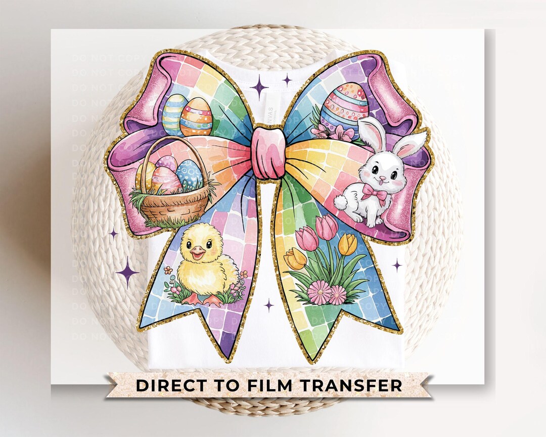 Easter Bunny Coquette Bow DTF Transfer, Ready to Press, Tshirt Design ...