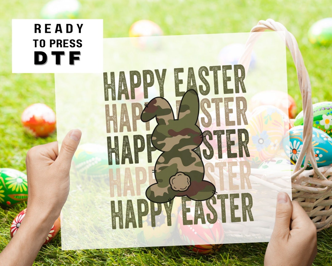 Easter Bunny Rabbit Stacked Camo Dtf Transfers, Ready to Press, T-shirt Transfers, Heat Transfer ...