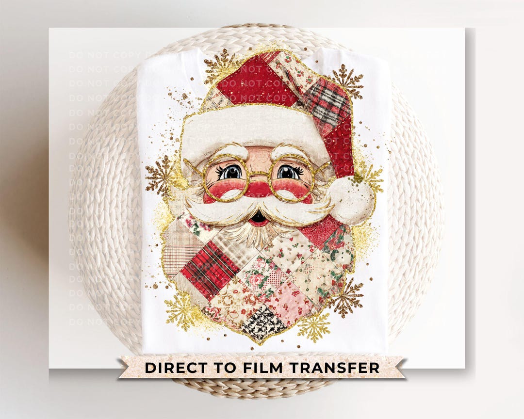Patchwork Santa Claus DTF Transfer, Trendy, Ready to Press - Etsy