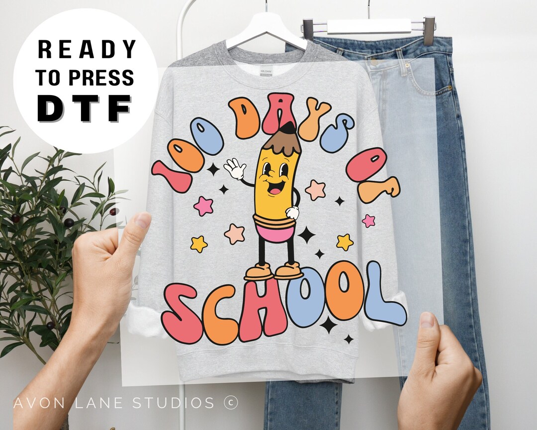 Happy 100th Day of School DTF Transfers, Ready to Press, T-shirt ...