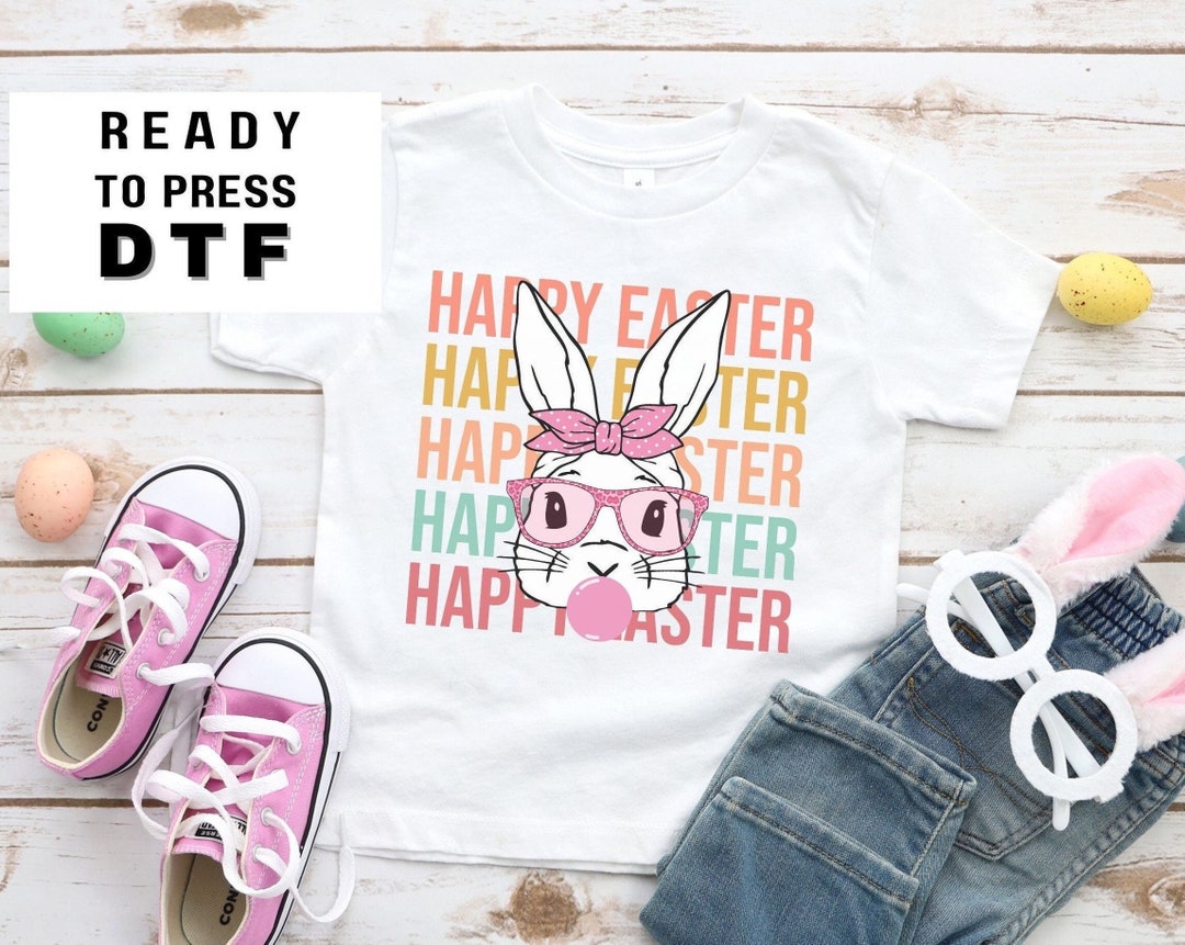 Happy Easter Stacked Bunny Rabbit Dtf, Ready to Press, T-shirt ...