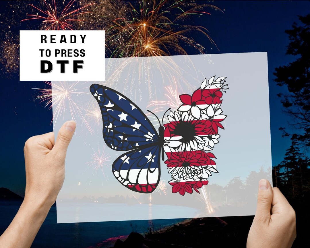 American Flag Butterfly Dtf 4th of July DTF Transfer Heat - Etsy
