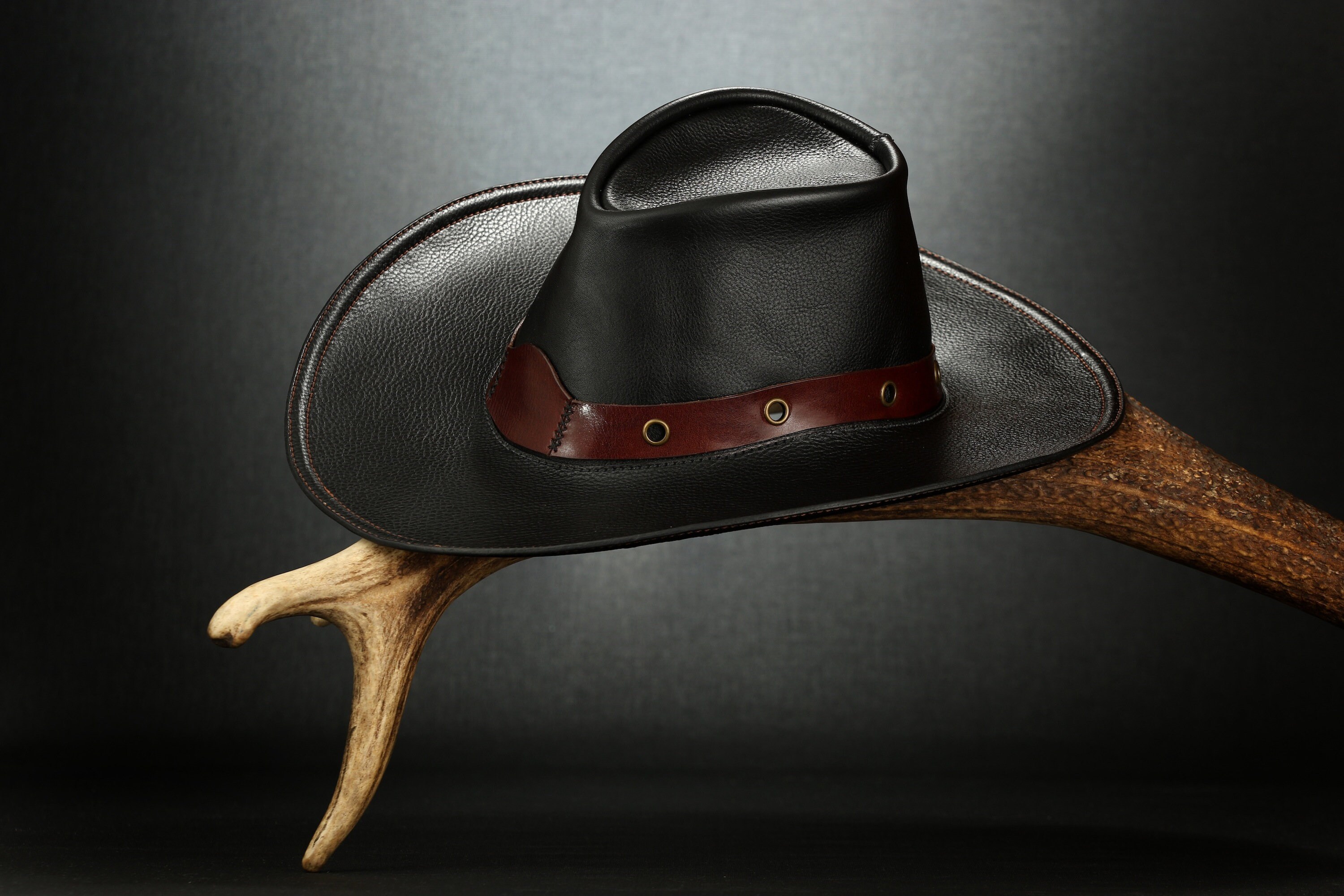 Cowboy Leather Hat, Black Cowboy Hat, Country Style Hat, Handmade Hat ...