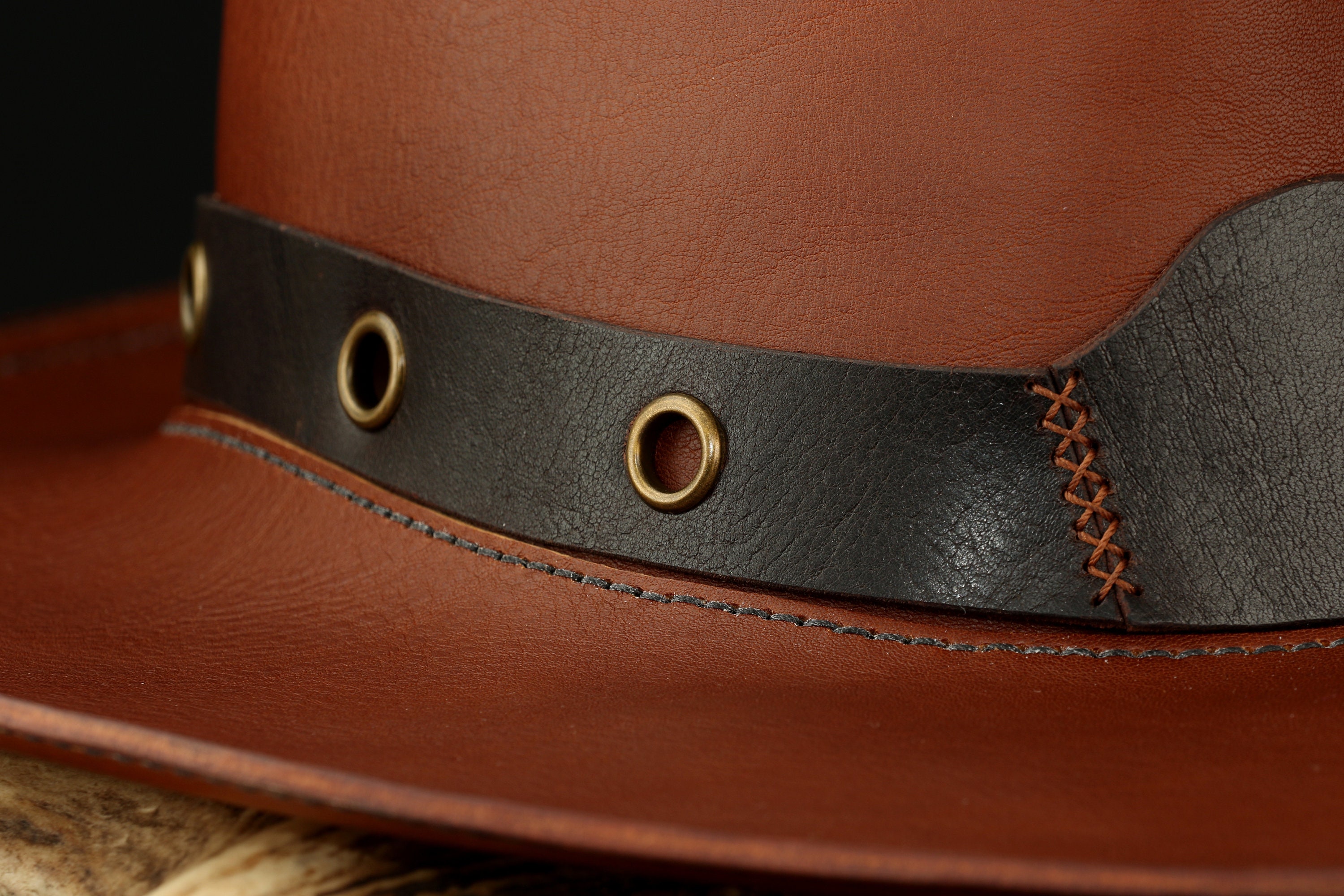 Cowboy Leather Hat, Brown Cowboy Hat, Country Style Hat, Handmade Hat ...