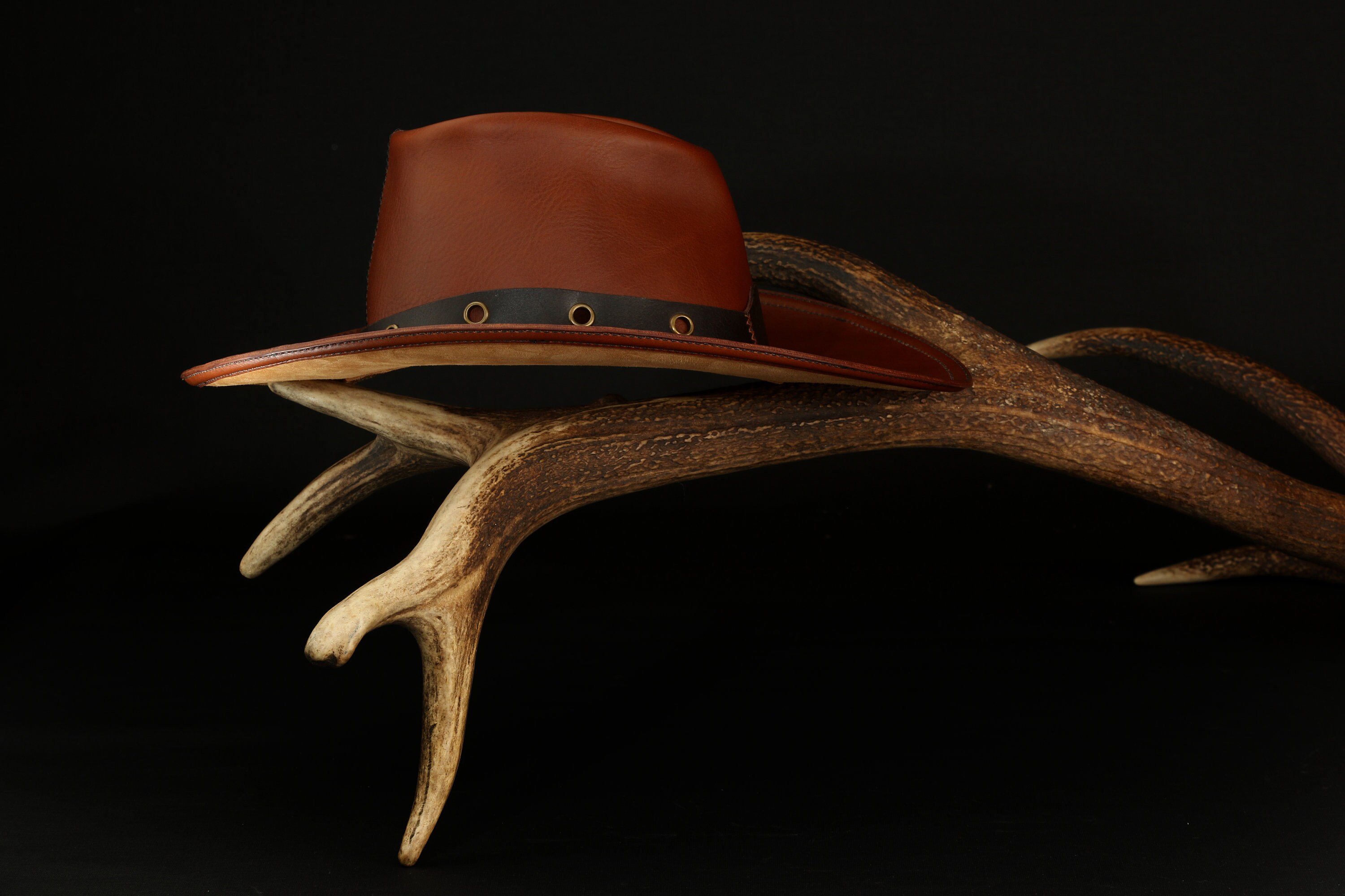 Cowboy Leather Hat, Brown Cowboy Hat, Country Style Hat, Handmade Hat ...