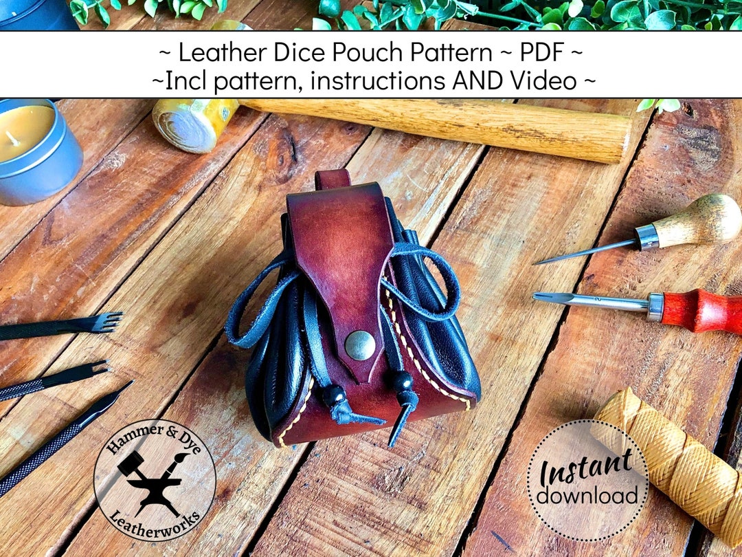 Leather Pattern for Drawstring Dice Pouch With Belt Loop. Leathercraft ...