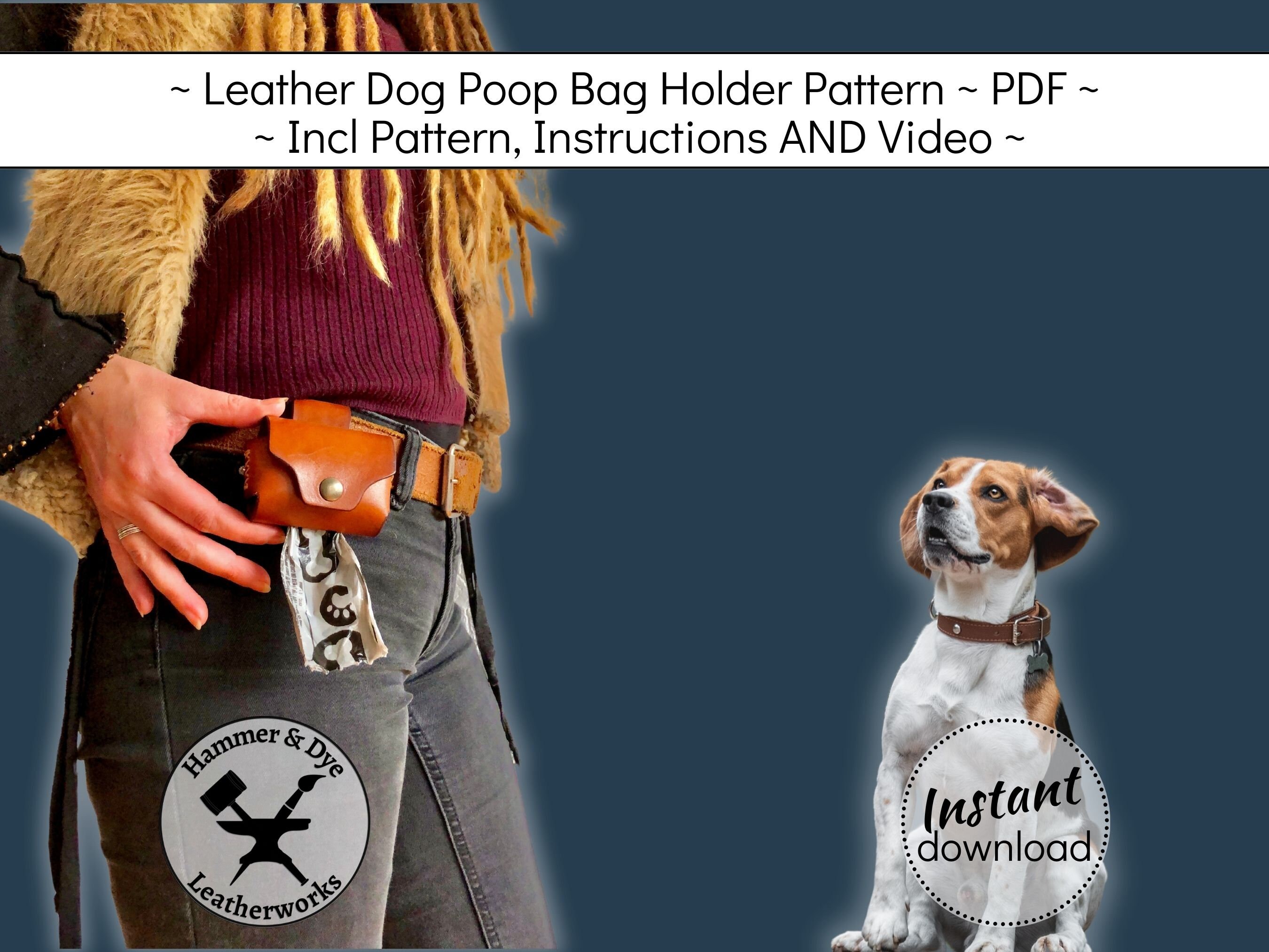 Leather Pattern for Dog Poop Bag Holder With Belt Loop. Leathercraft ...