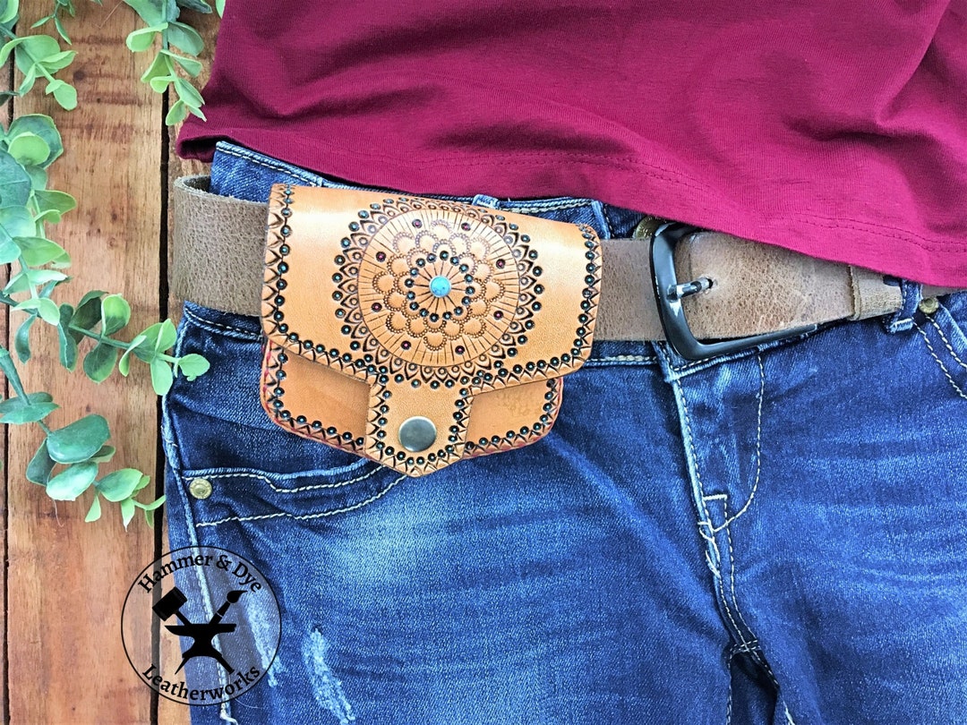 Handmade Boho Mini Leather Belt Bag Compact Hip Pouch for - Etsy