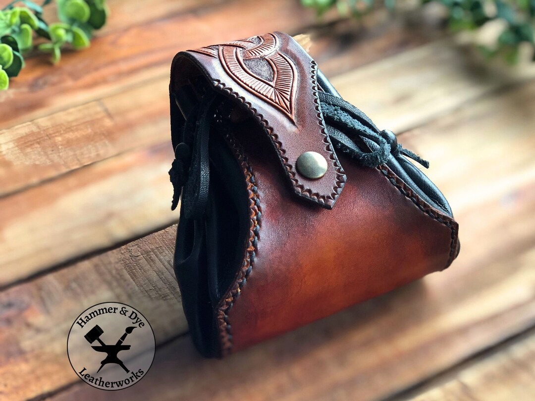 Leather Viking Style Rune Pouch, Handmade Medieval Style Hip Bag for ...