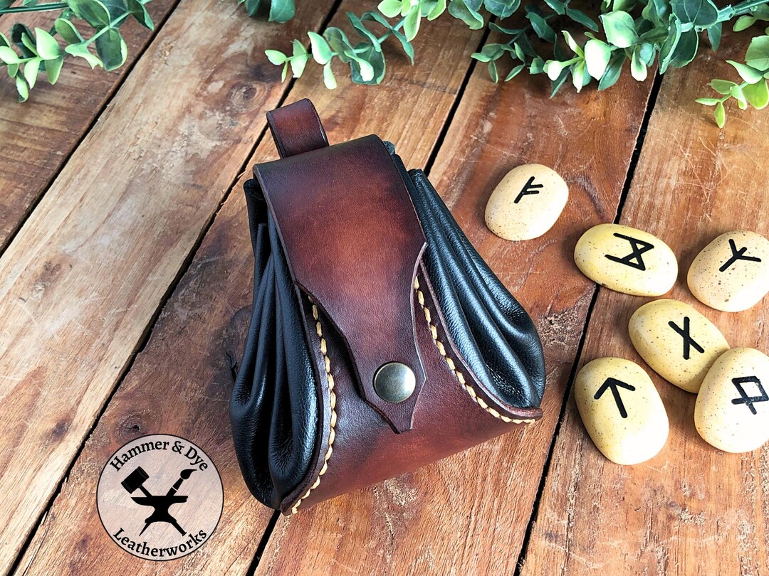 Handmade Leather Dice Bag, Medieval Style Hip Bag for LARP or Cosplay ...