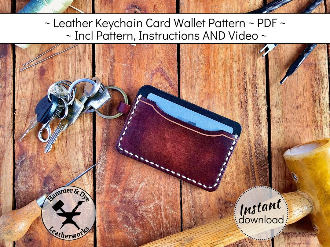 Leather Pattern for Keychain Card Wallet. Leathercraft Template, DIY ...
