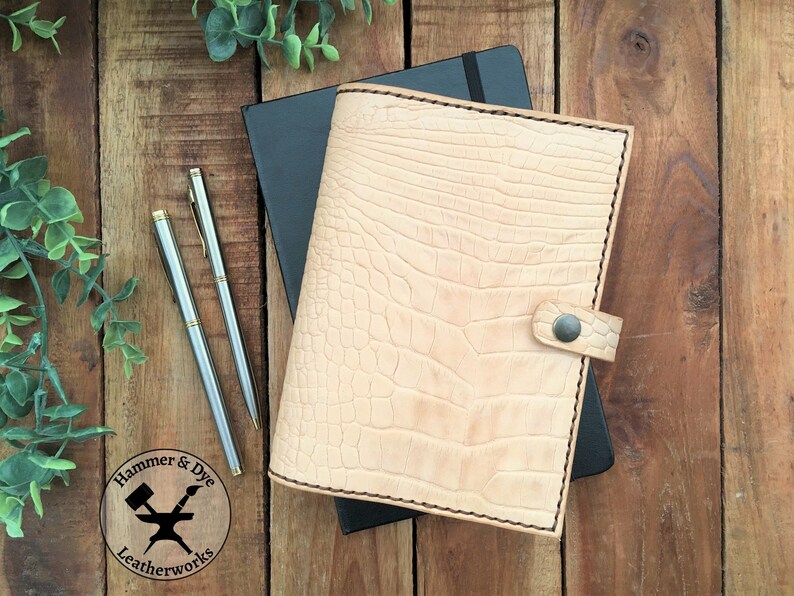Handmade Alligator Embossed Leather Journal Cover, for Notebook, Diary ...