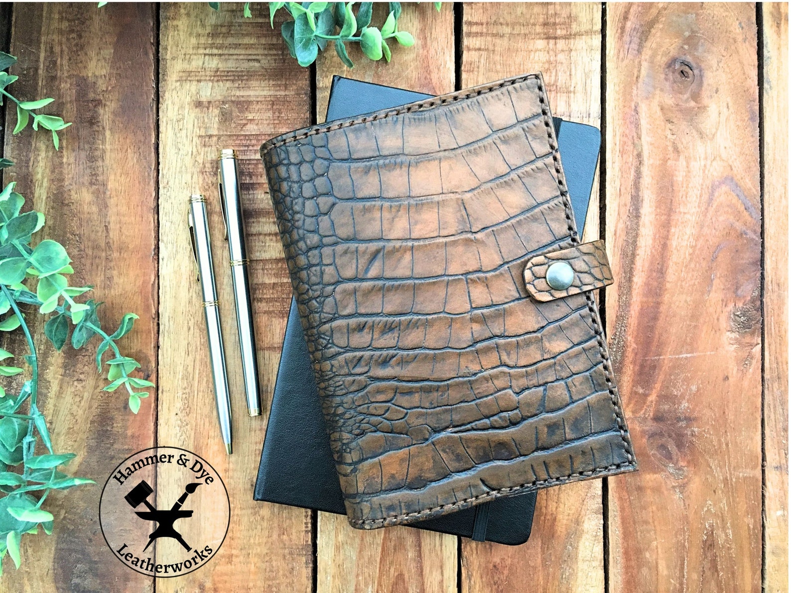 Alligator Embossed Leather Book Cover, for Notebook, Diary or Bible in ...