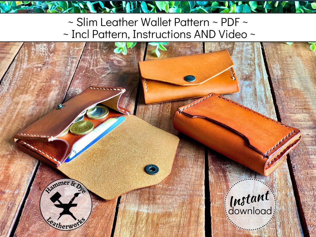 Leather Pattern for a Slim Wallet With a Coin Pocket. Leathercraft ...
