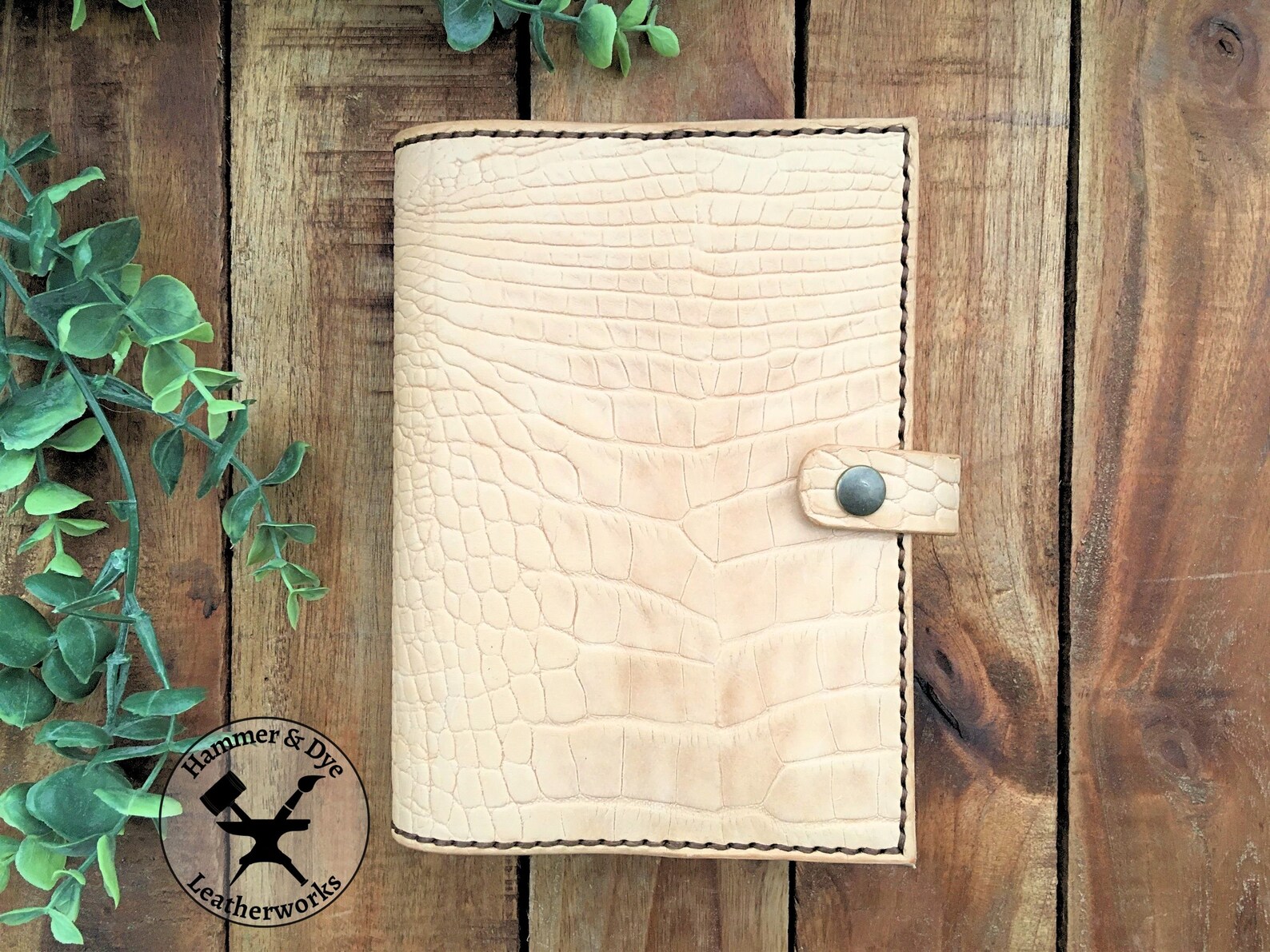 Handmade Alligator Embossed Leather Journal Cover, for Notebook, Diary ...
