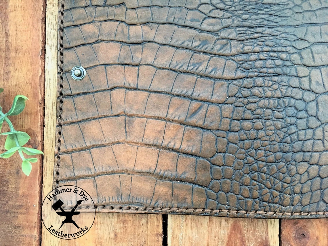 Alligator Embossed Leather Book Cover, for Notebook, Diary or Bible in ...
