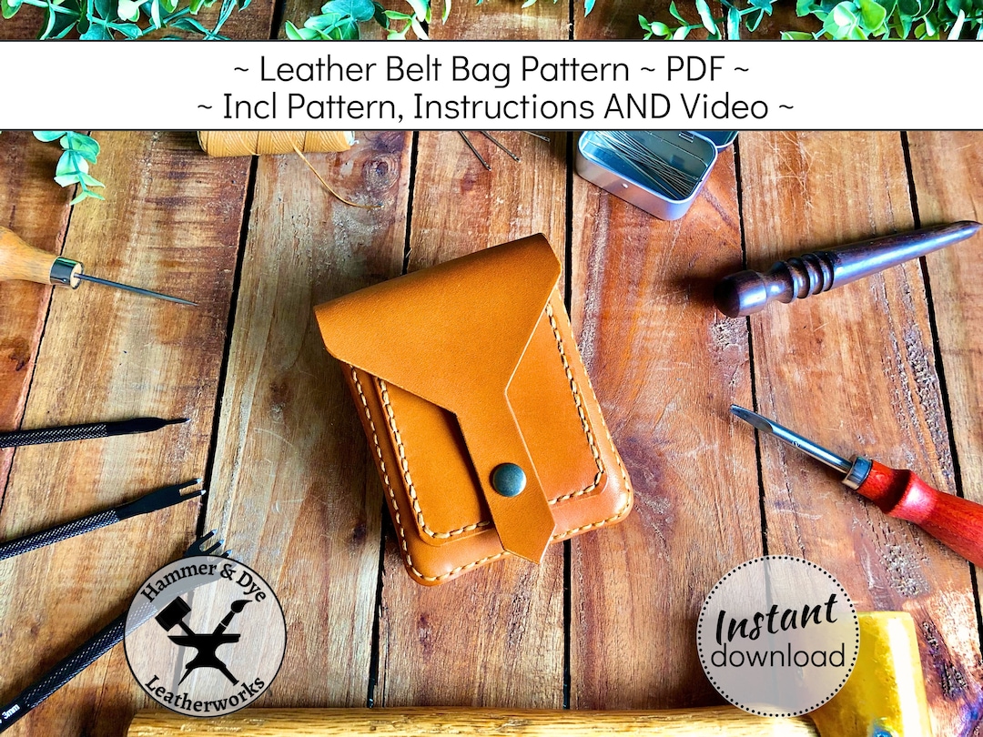 Leather Pattern for Small Belt Bag. Leathercraft Template, DIY EDC Belt ...