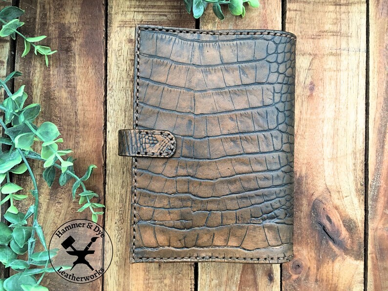 Alligator Embossed Leather Book Cover, for Notebook, Diary or Bible in ...