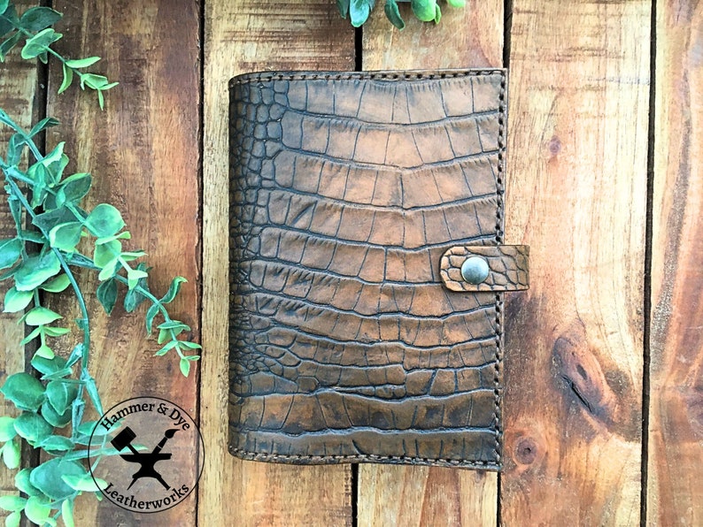 Alligator Embossed Leather Book Cover, for Notebook, Diary or Bible in ...