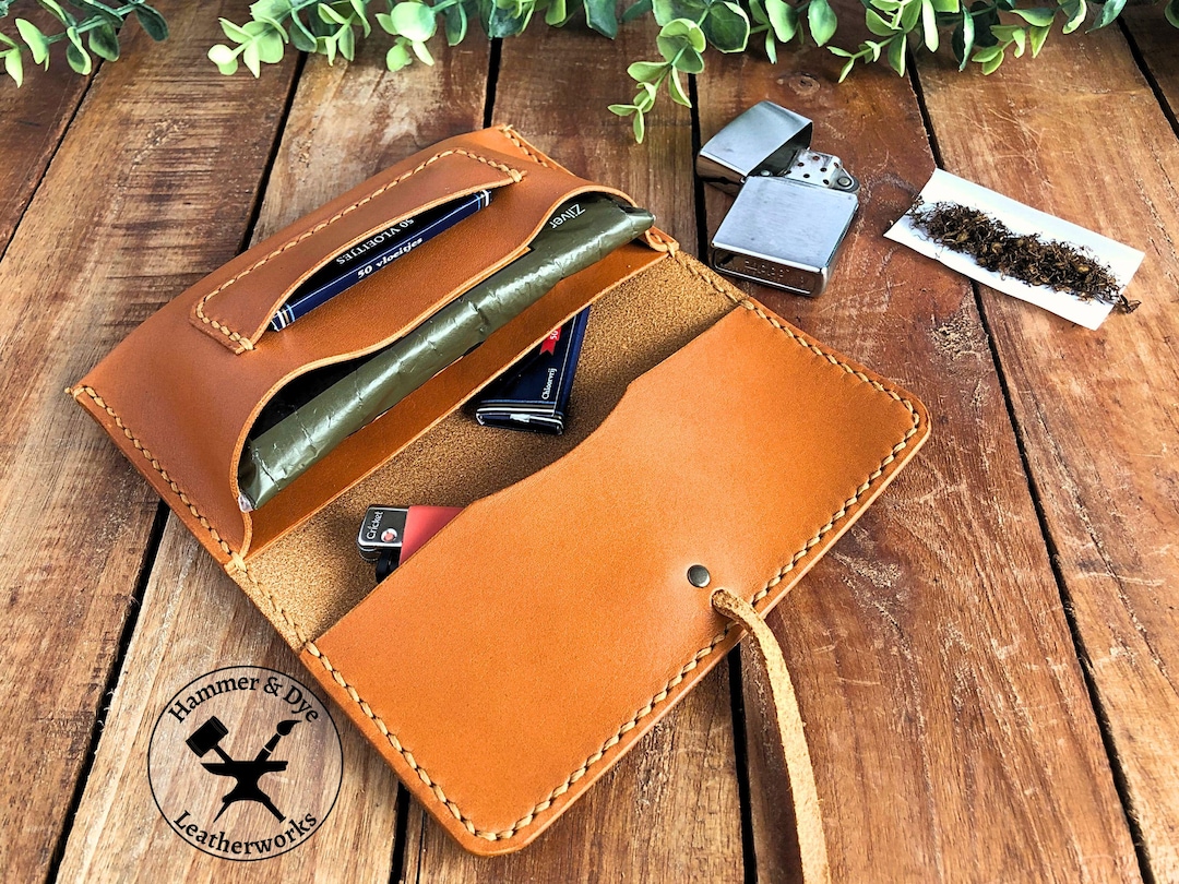 Handmade Leather Tobacco Pouch, Smoking Accessory, Smoke Organizer ...