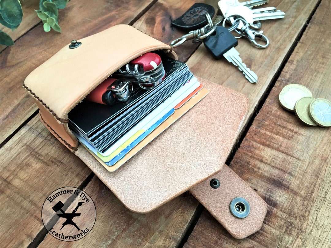 Handmade Credit Card Pouch for Belt, Leather Business Card Holder Hip ...