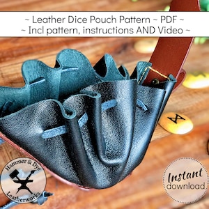Leather Pattern for Drawstring Dice Pouch With Belt Loop. Leathercraft ...