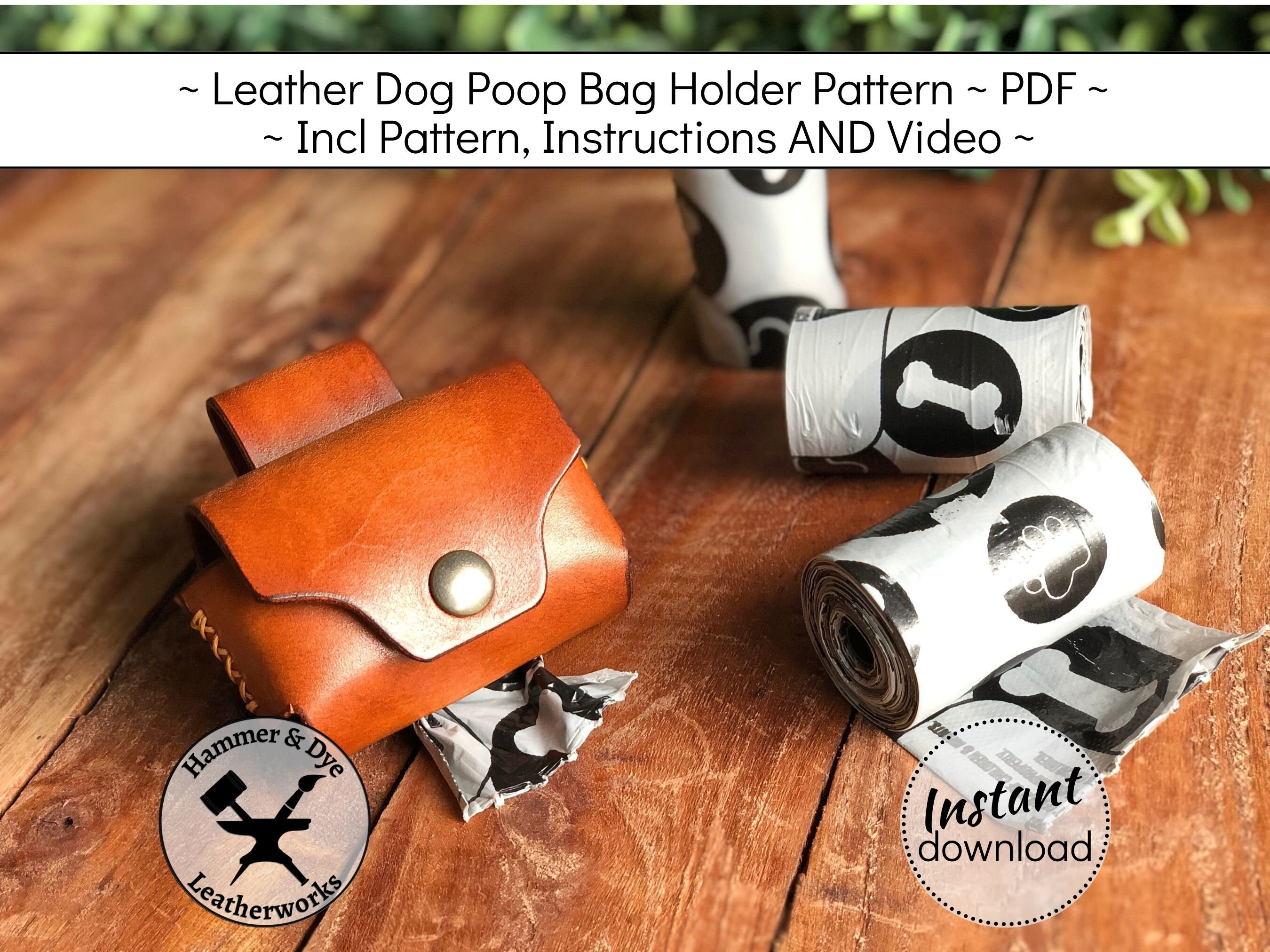 Leather Pattern for Dog Poop Bag Holder With Belt Loop. Leathercraft ...