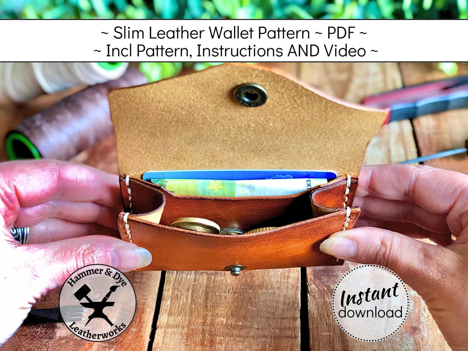 Leather Pattern for a Slim Wallet With a Coin Pocket. Leathercraft ...