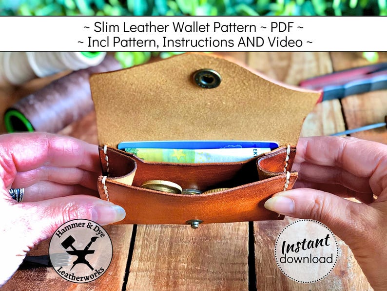 Leather Pattern for a Slim Wallet With a Coin Pocket. Leathercraft ...