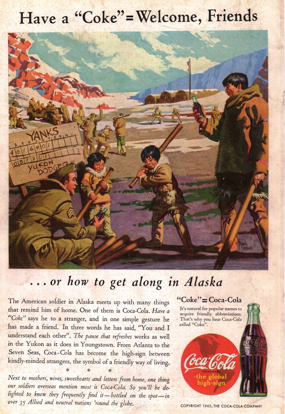 Original WW2 Coca Cola COKE Alaskan Pals ADVERT 6 Vintage 1943 Print Ad ...