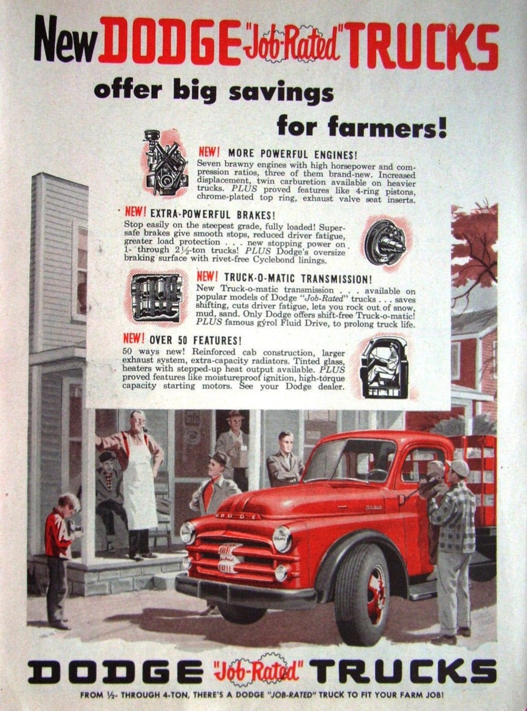 1953 DODGE 'job-rated' Trucks Auto Print Ad Original Vintage USA Motor ...