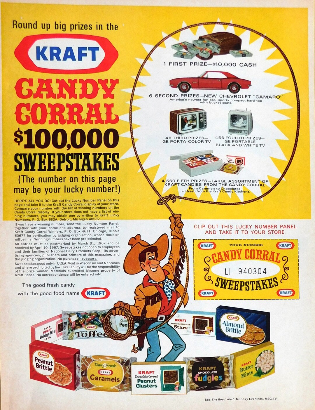 KRAFT Foods 'candy Corral Sweepstake' Promotion 1967 - Etsy