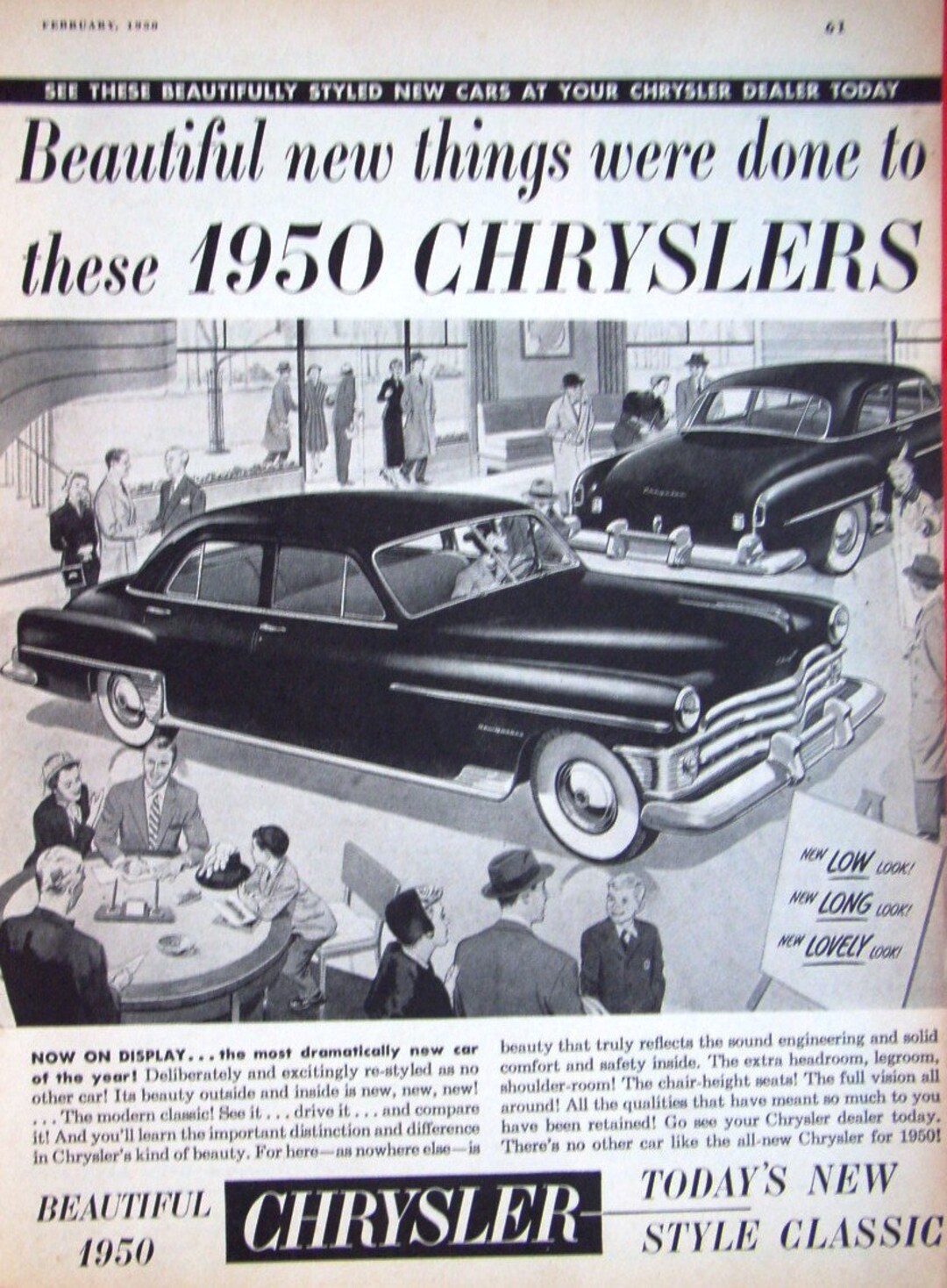 1950 CHRYSLER 4-door Sedan Auto Print Ad. Original Vintage - Etsy