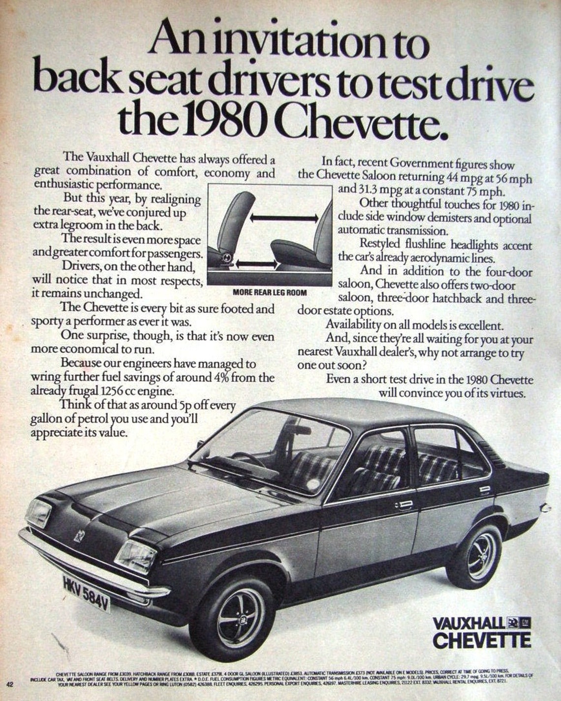 1980 Vauxhall 'chevette' 4-door Saloon Motor Car - Etsy