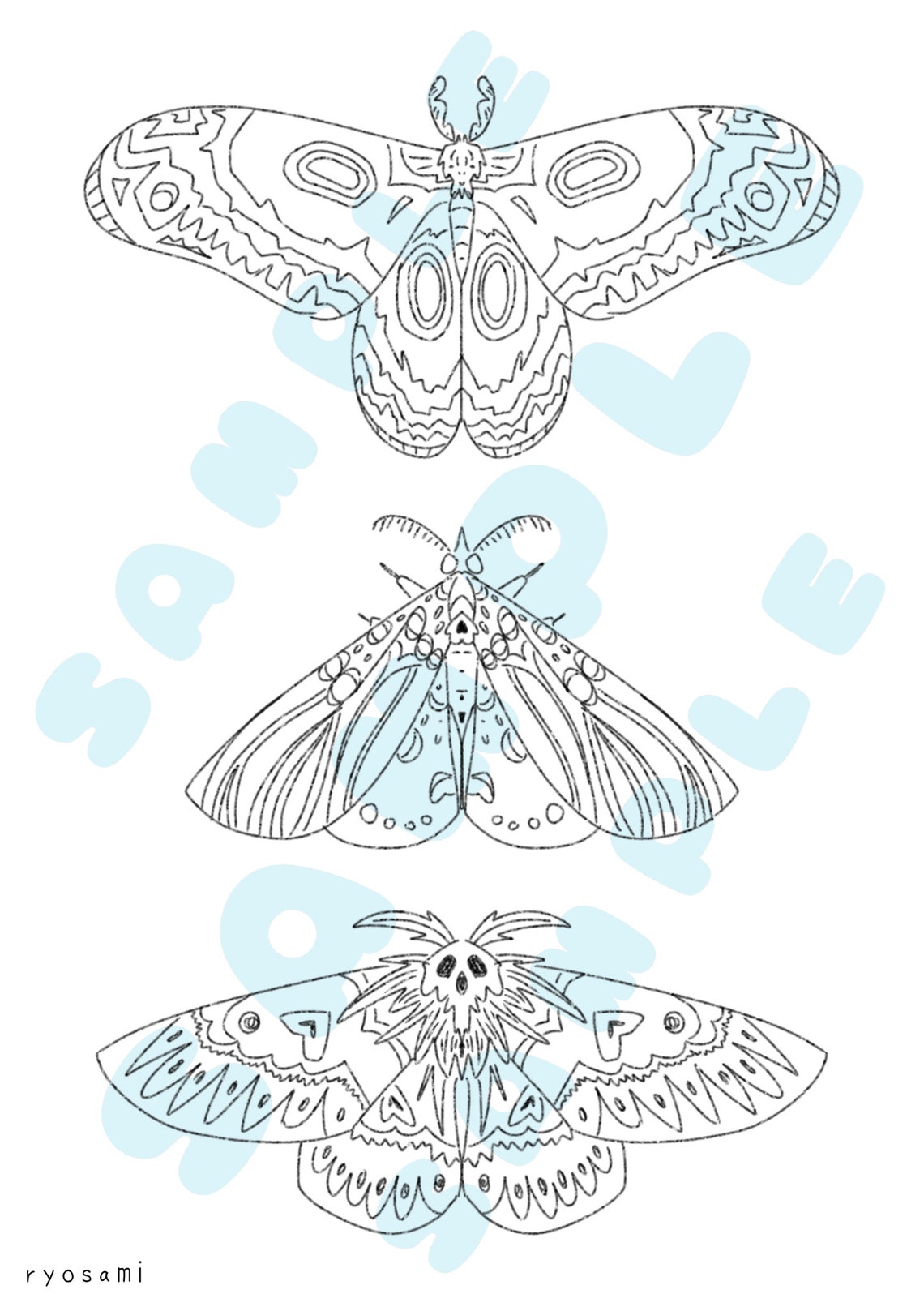 Digital Moth Colouring Pages Printables - Etsy