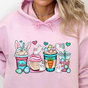 Easter Coffee Bunny Sweatshirt, Women Cute Easter Shirt, Cozy Coffee ...