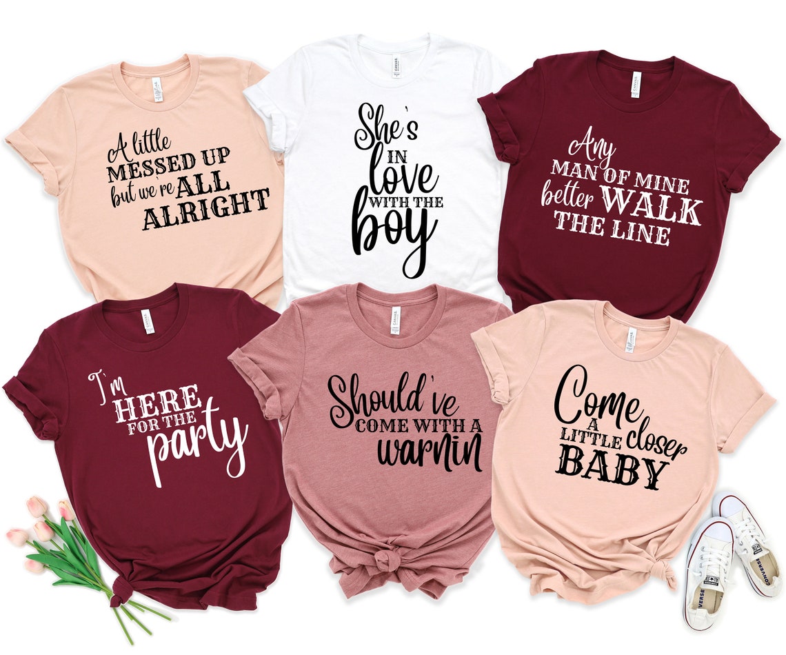 Country Music Themed Bridal Party Shirts Custom Lyrics Shirt - Etsy